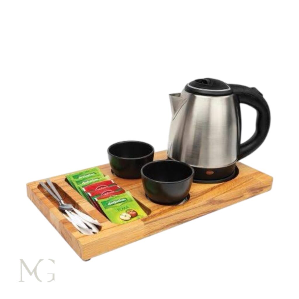 Hotel Electric Kettle Set With Wooden Tray | Mirzaee Group